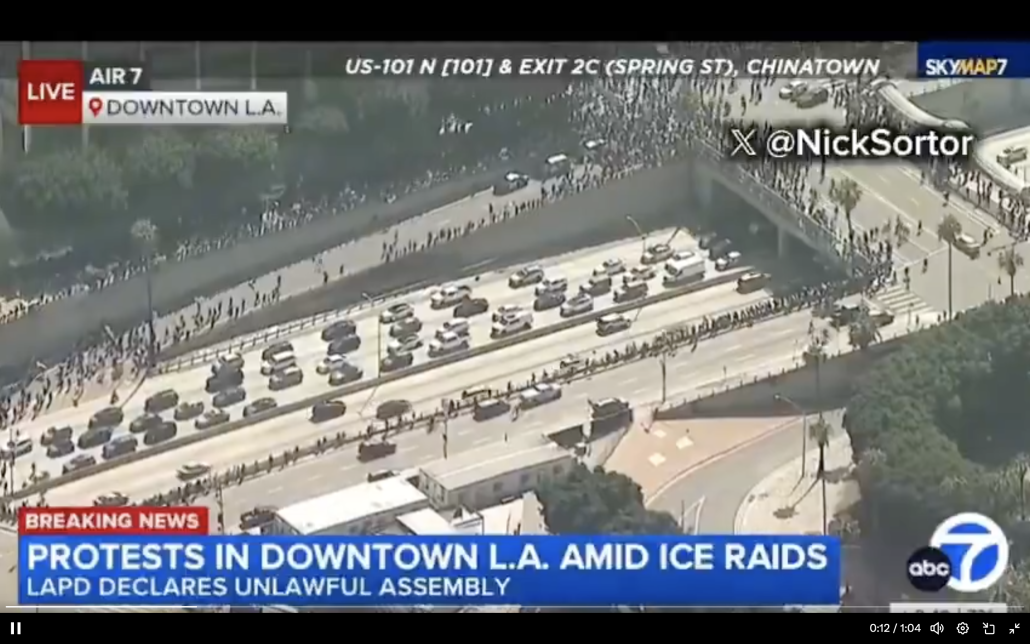 Anti-ICE Protesters Swarm 101 Freeway, 500 U.S. Marines Stand ‘Prepared ...